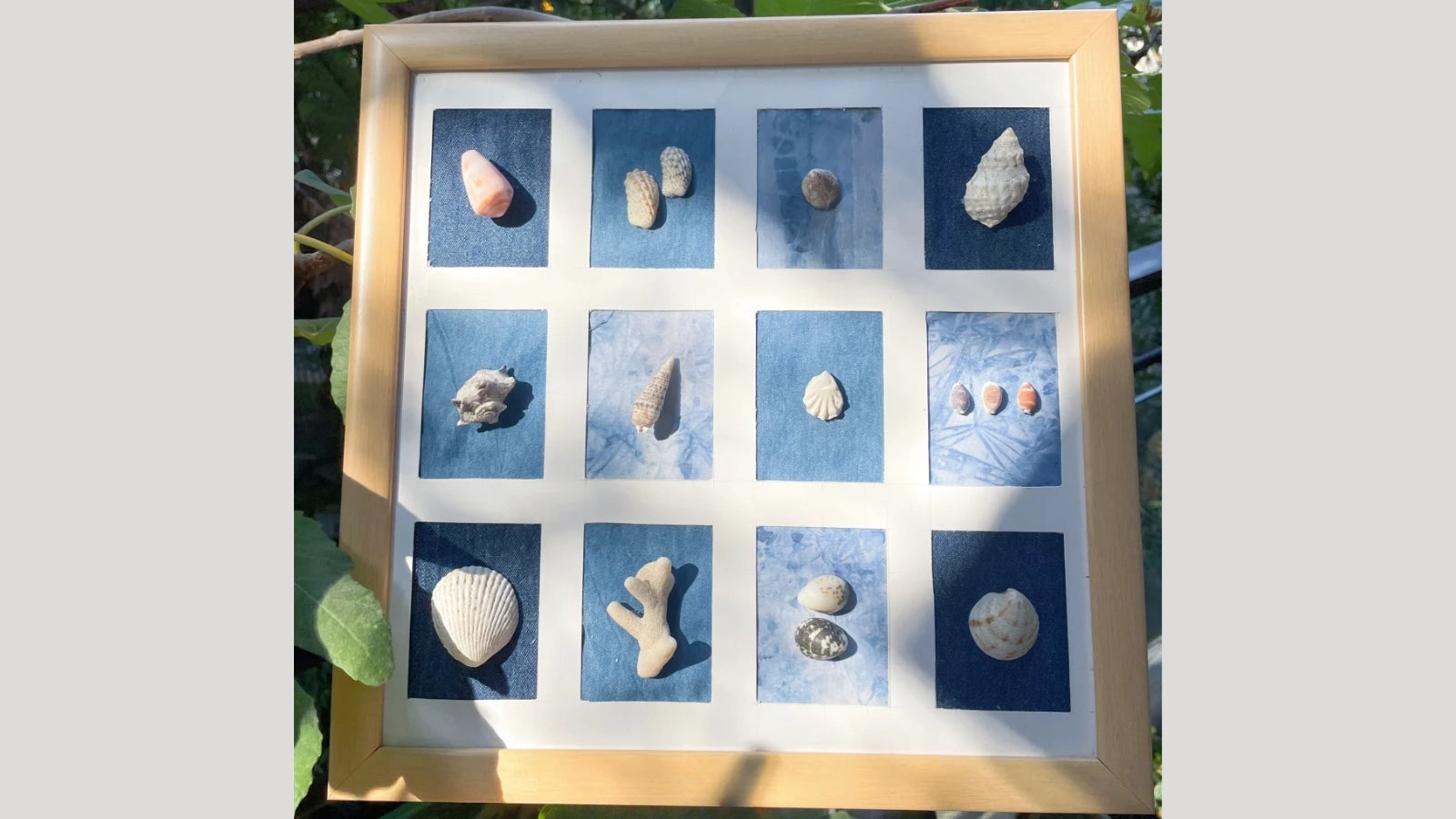 DIY Denim Wall Art With Shells Using Old Jeans