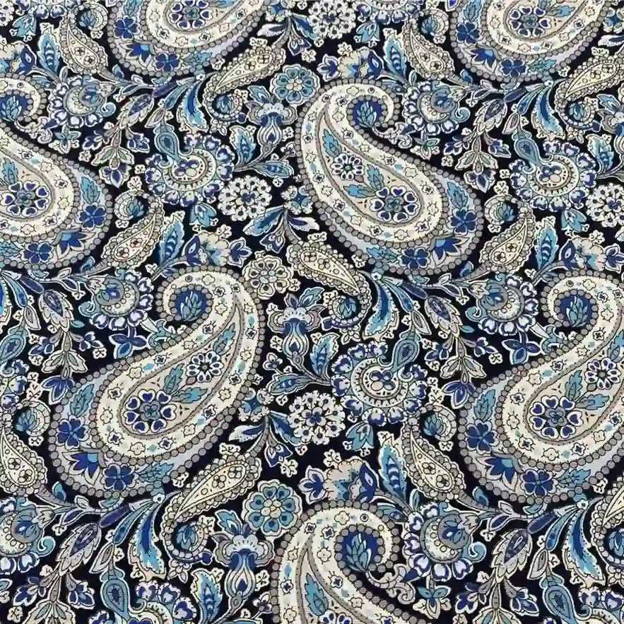 Floral Print Cotton Paisley Fabric By The Yard-Longan Craft