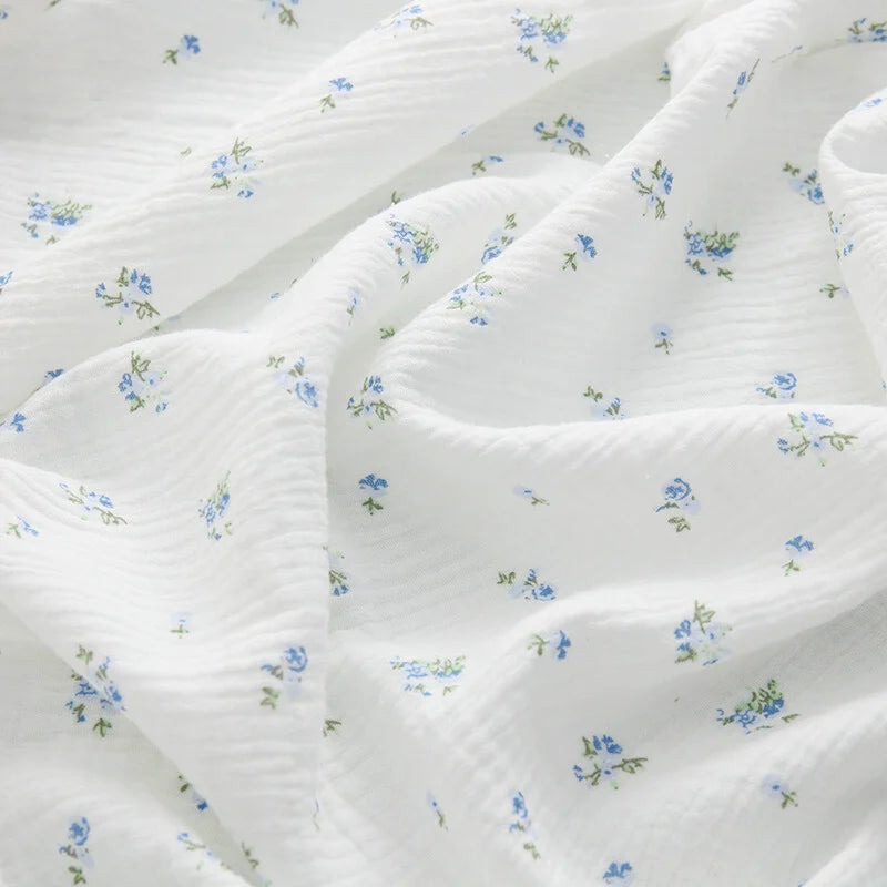 Flower Cotton Double Gauze Fabric By The Yard-Longan Craft