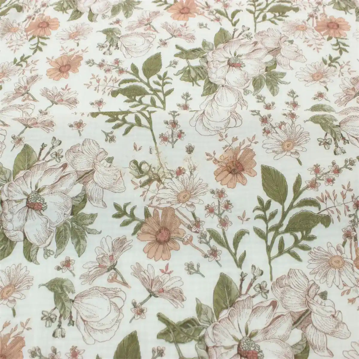 Retro Flower Double Gauze Fabric By The Yard|100% Cotton Gauze Fabric