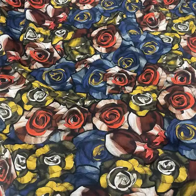 Rose Printed Pique Knit Fabric | 100% Cotton Pique Fabric