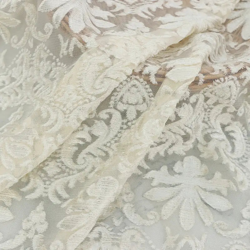 Burnout Lace Fabric By The Yard | Flower Print Lace Fabric