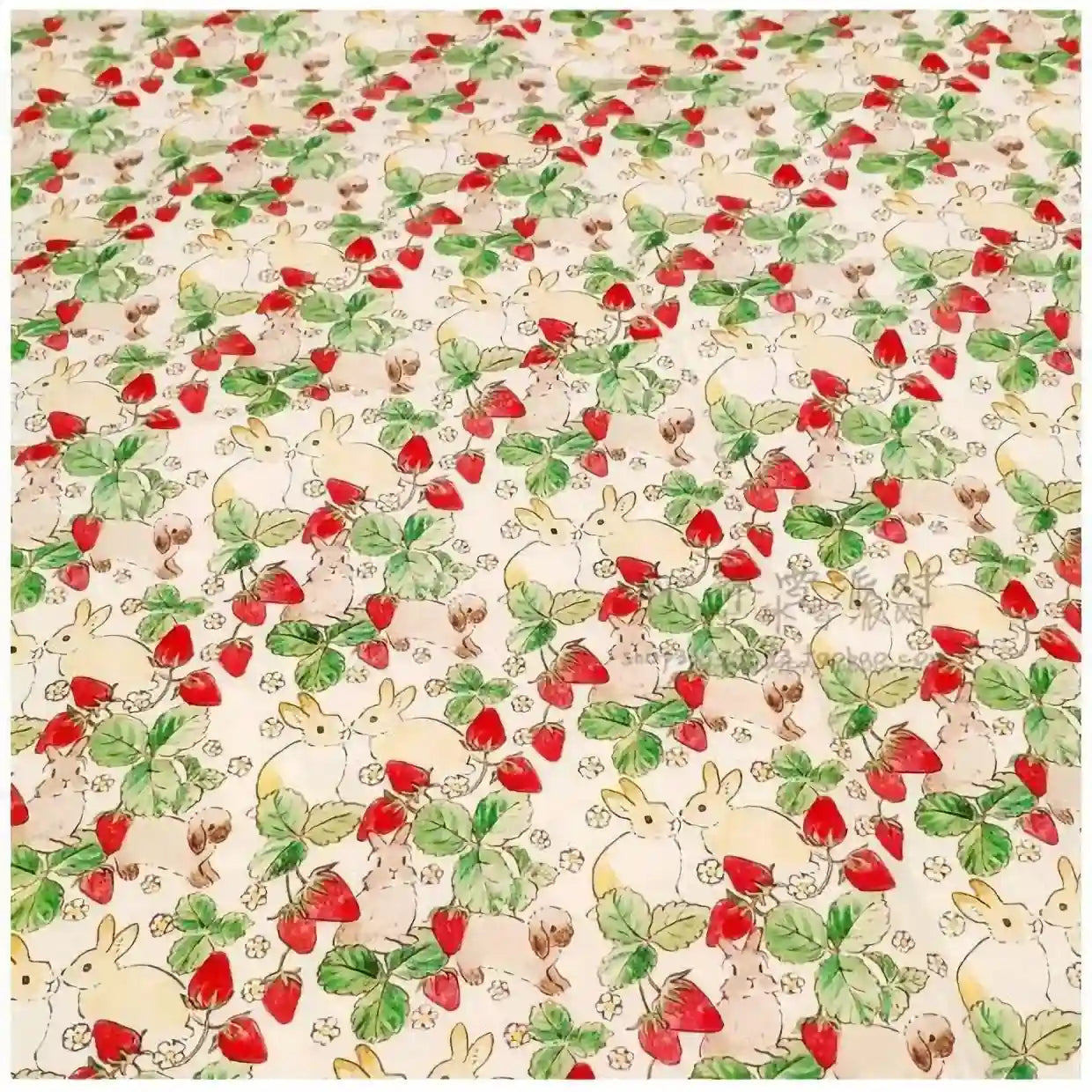 Strawberry Rabbit Easter Fabric By The Yard-Longan Craft