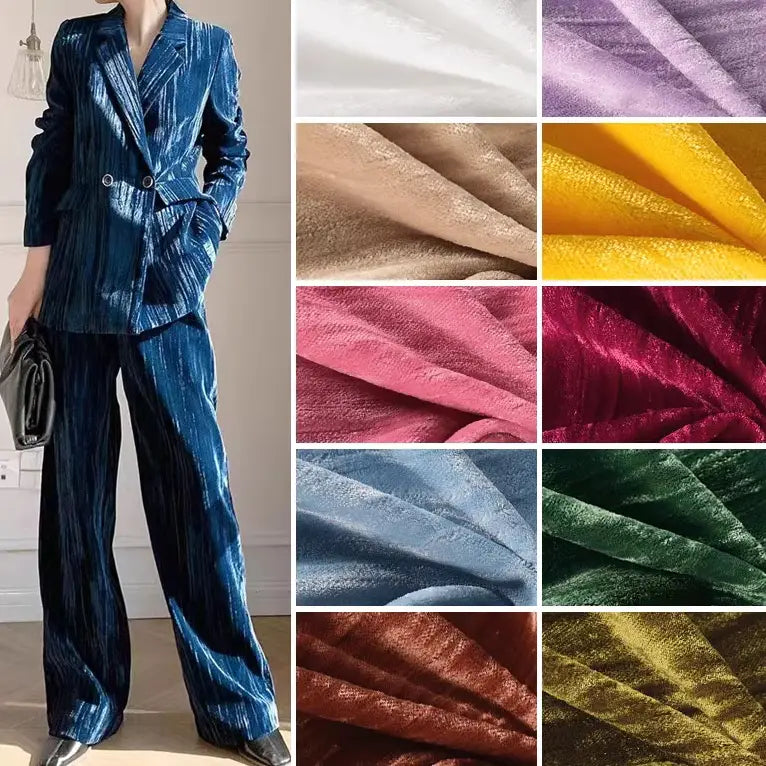 Textured Velvet Fabric| Pleated Ruffle Crushed Velvet By The Yard