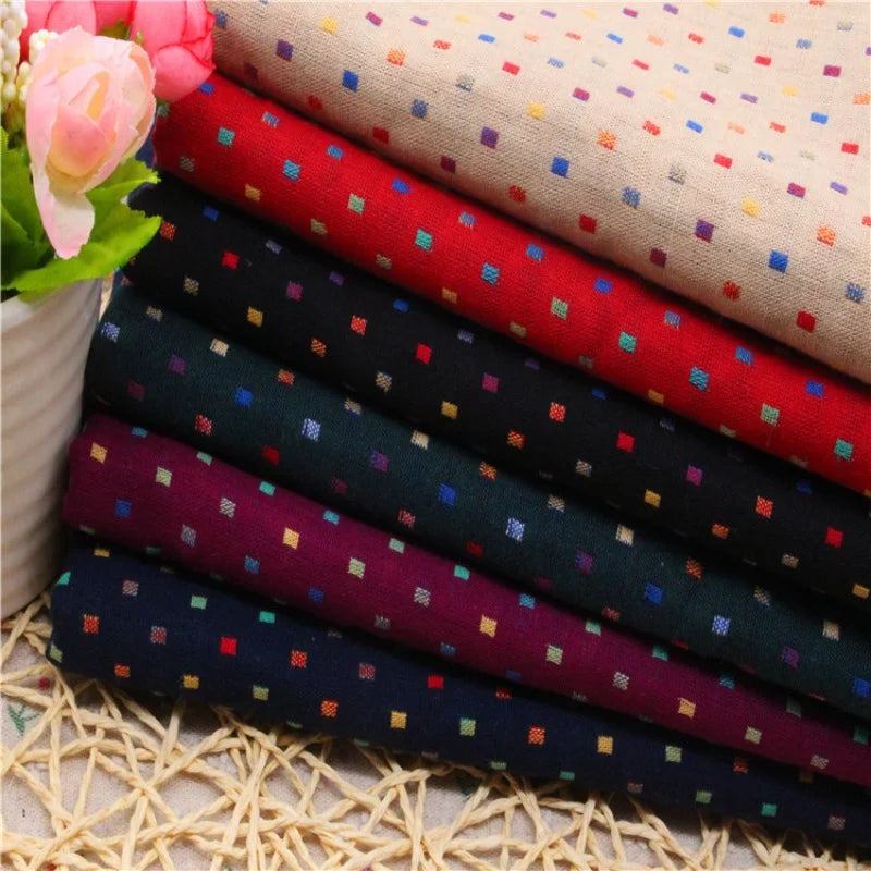 Vintage Dot Pattern Chambray Fabric | Cotton Chambray