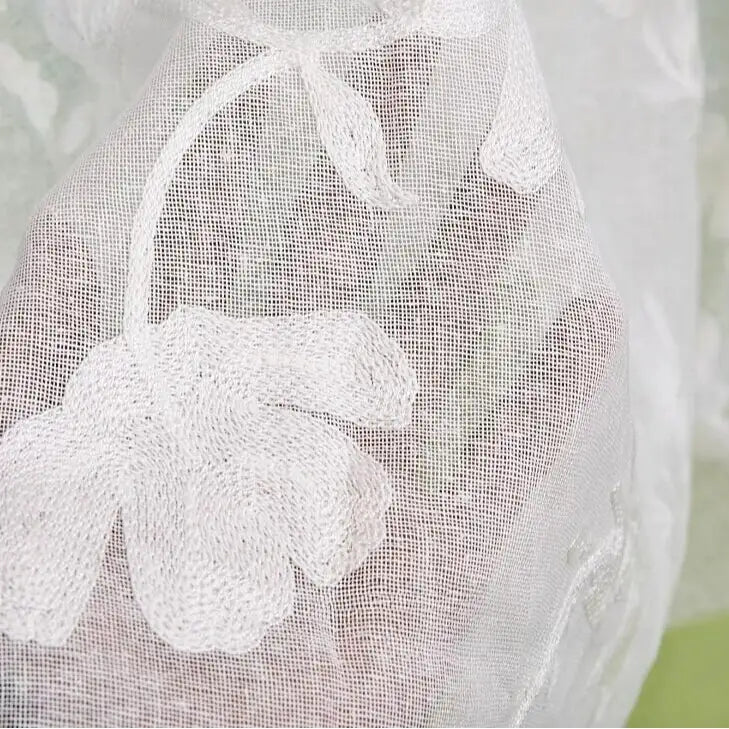 Sheer Floral Embroidered Linen Gauze Fabric By The Yard